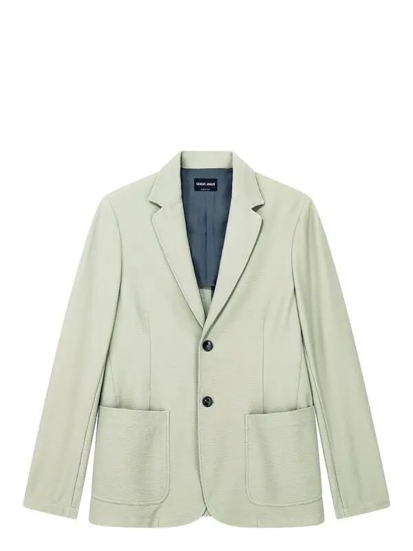 Giorgio Armani Single-breasted Jacket In Technical Seersucker Jersey With Patch Pockets - Green