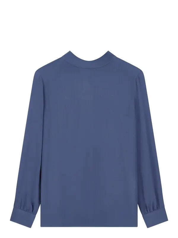 Giorgio Armani Shirt Cashmere Regular Fit Silk Triple Georgette - Blue