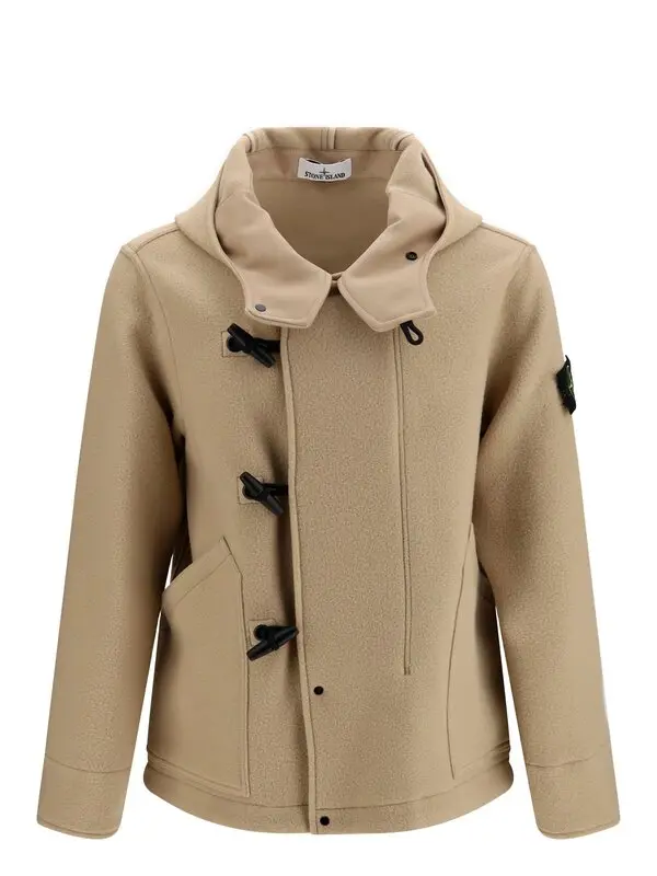 Stone Island Wool And Cashere Jacket With Wooden Buttons Ale - Beige