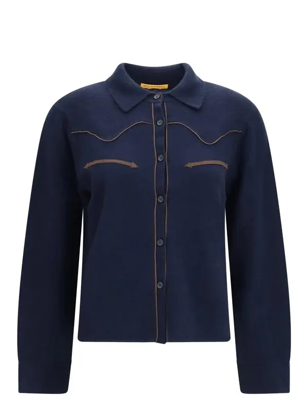 Guest In Residence Cropped Western Cashere Shirt Feale - Blue