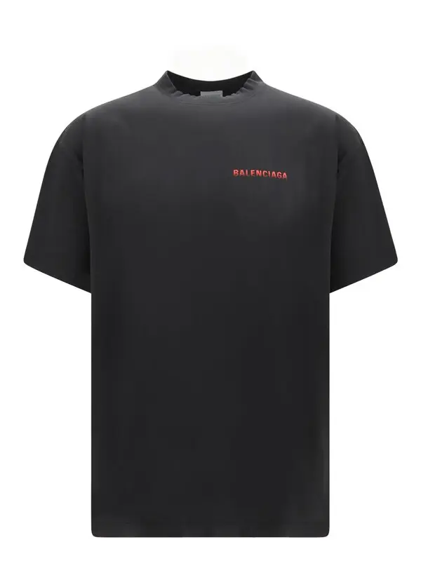 Balenciaga Cotton Logo T-shirt Ale - Black