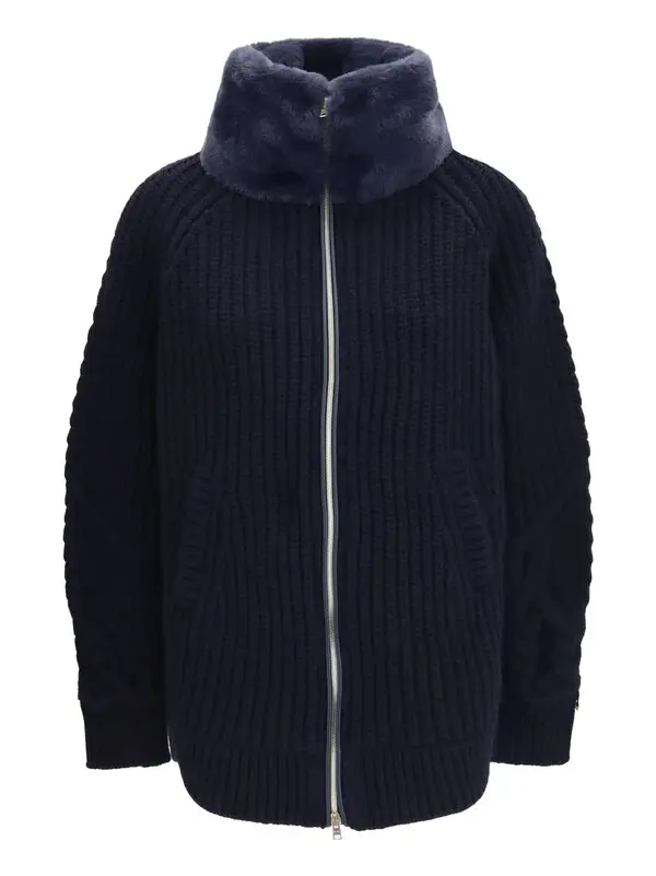 Herno High-neck Fur Jacket - Blue
