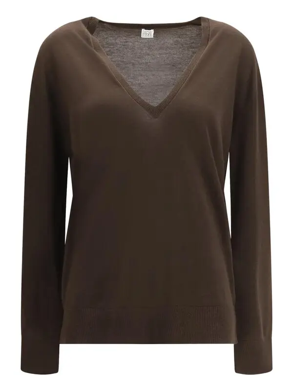 TOTEME V-neck Cahmere-blend Weater - Brown