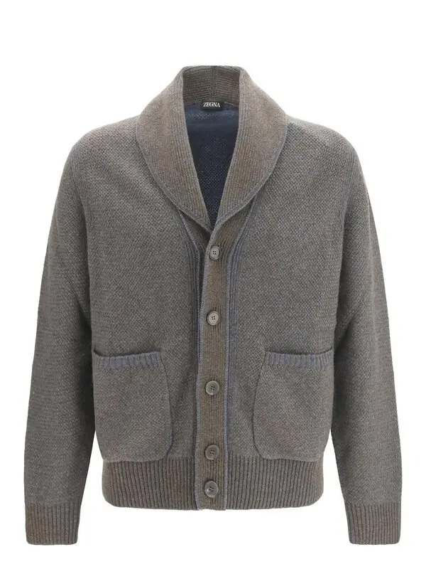 Zegna Cashmere And Wool V-neck Cardigan - Brown