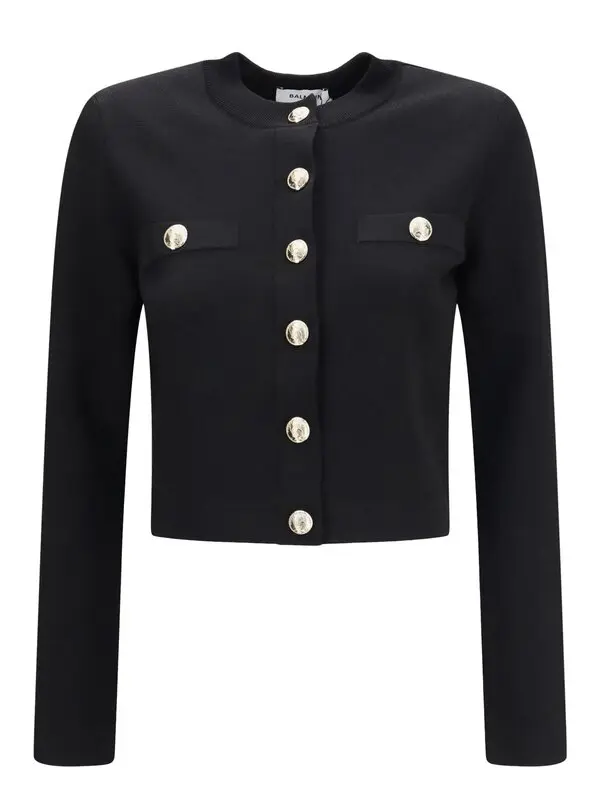 Balmain Round-neck Viscose Cardigan - Black