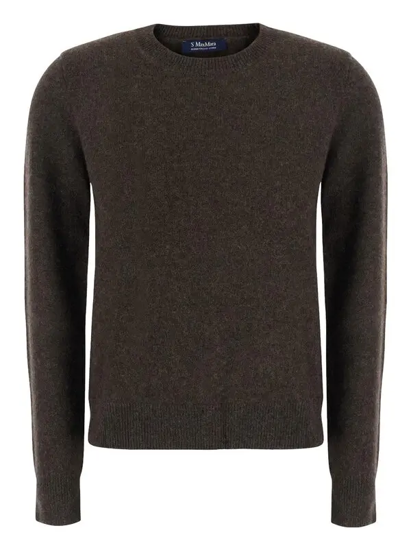 Max Mara S 'voliera' Sweater With Crew Neck And Ribbed Details In Wool For - Brown