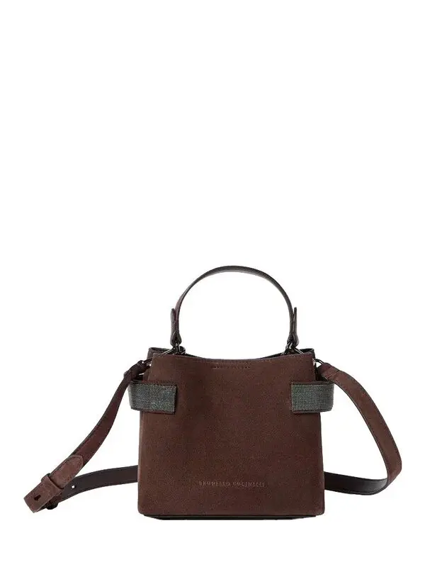 Brunello Cucinelli Shoulder Bag With Adjustable And Removable Strap In Suede For - Brown
