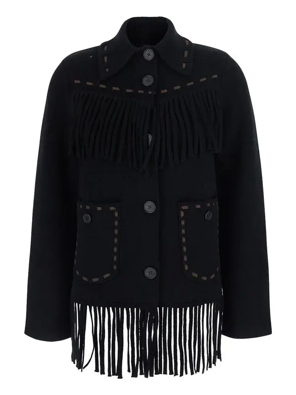 Guest In Residence Leather Fringe Western Jacket For - Black