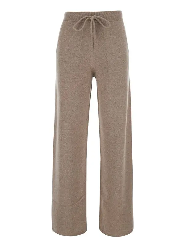 Max Mara Fiabe' Beige Trousers With Pockets And Elasticated Waist In Cashmere - Cream