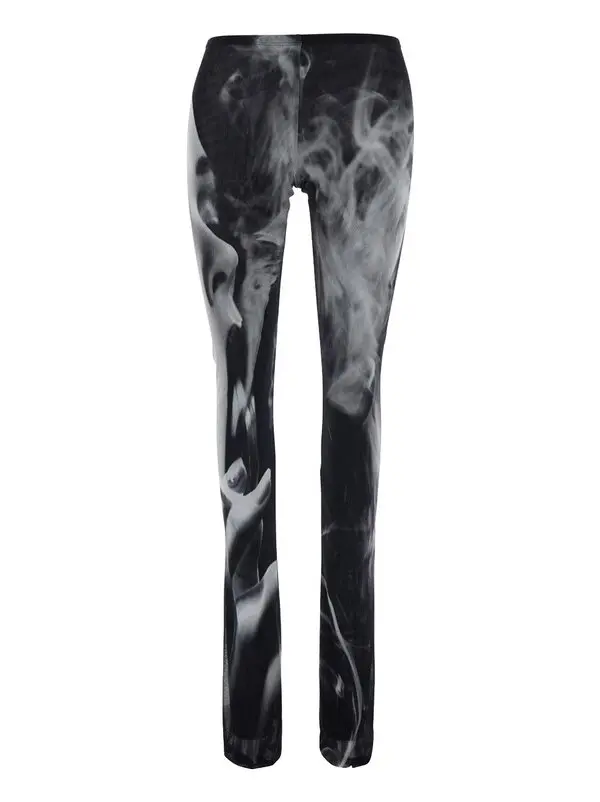 JEAN PAUL GAULTIER Black Pants With 'smoking Women' Print In Tech Fabric For - Multicolor