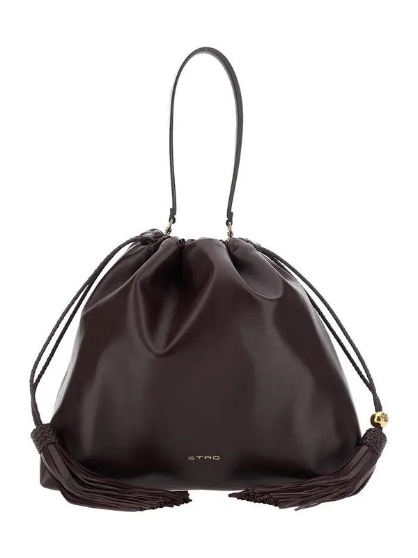 Etro Kalispera' Shoulder Bag With Drawstring Closure In Leather For - Black