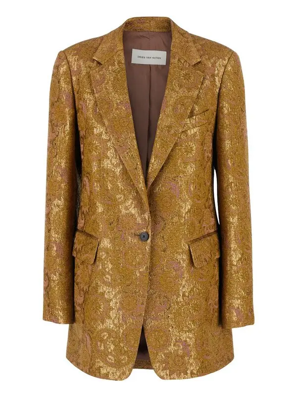Dries Van Noten Blanchet Jacket With Classic Collar And Long Sleeves In Tech Fabric Metallic - Multicolor