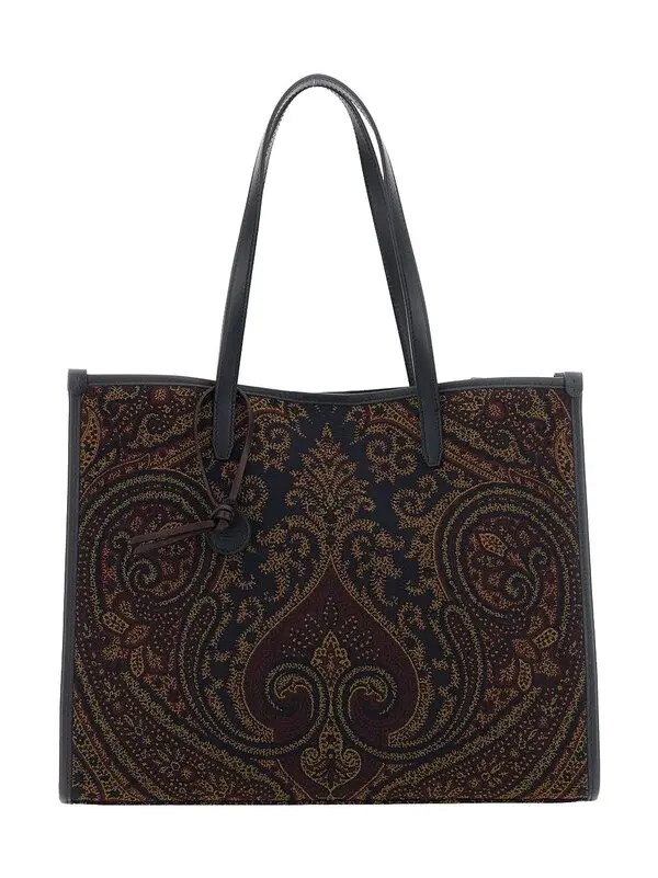 Etro Lovetrotter' Tote Bag With Jacquard Motif In Denim For - Brown