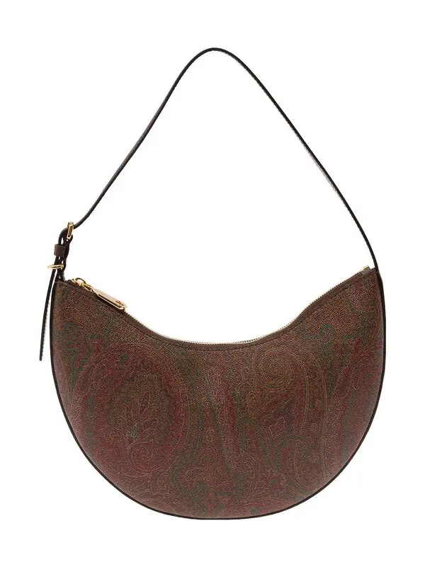 Etro Essential Hobo Bag In Brown With Leather And Fabric - Multicolor