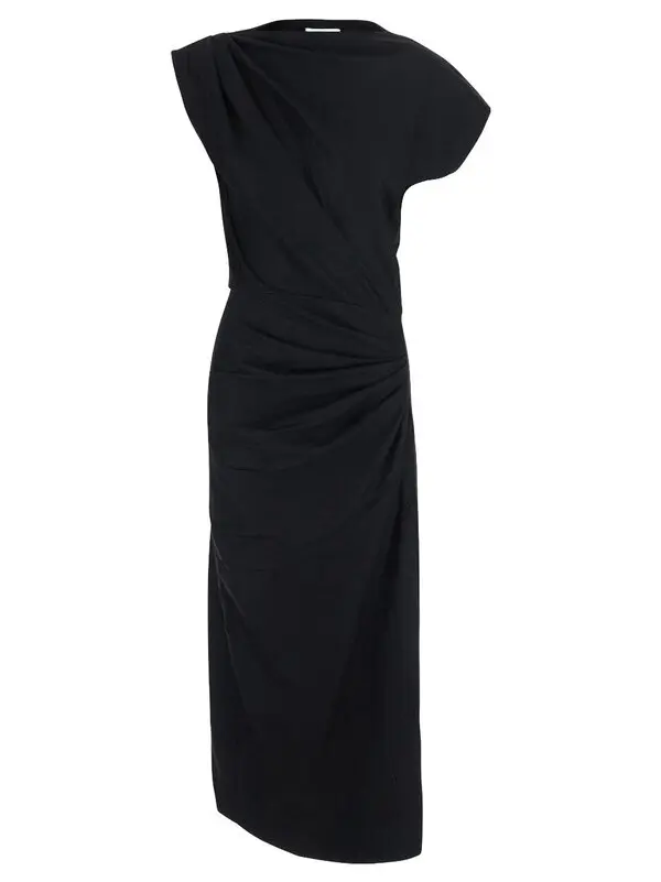 Isabel Marant Étoile Naerys' Long Dress With Asymmetric Design And All-over Ruching In Fabric For - Black