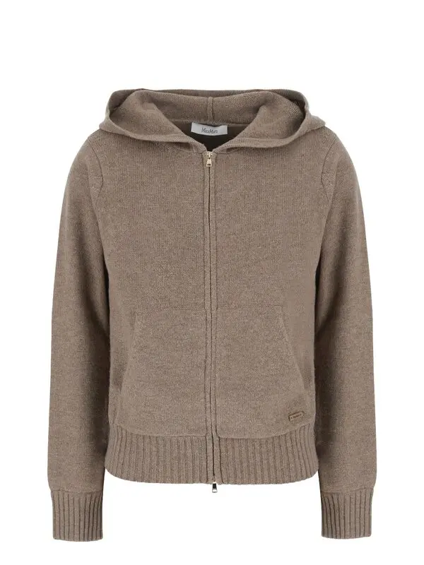 Max Mara Primo' Beige Hoodie With Hood And Long Sleeves In Cashmere For - Multicolor