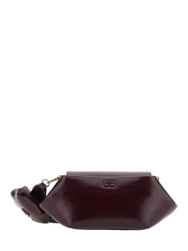GANNI Shoulder Bag With Magnetic Closure In Bordeaux Leather For - Multicolor