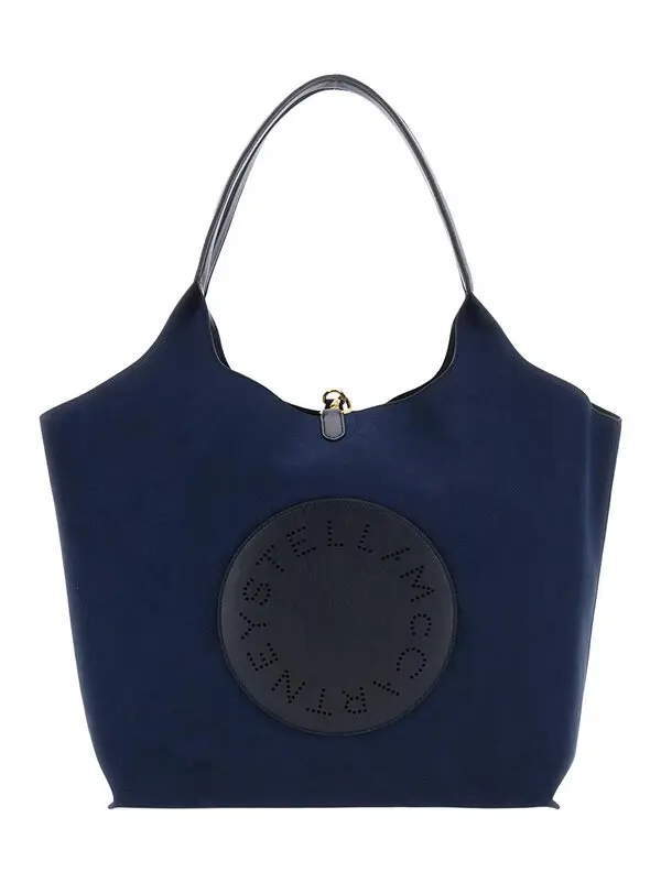 Stella McCartney Blue Reversible Shoulder Bag With Front Logo In Ecoleather And Ecosuede For - Multicolor