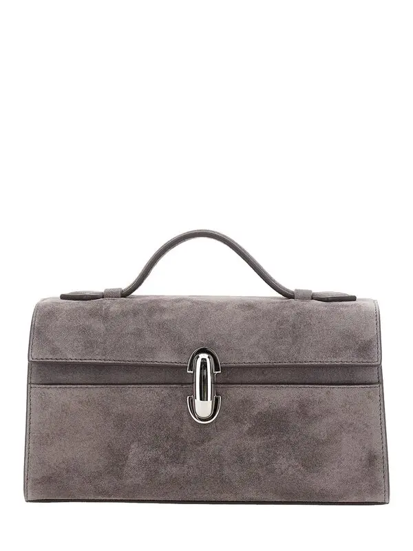 Savette Symmetry Clutch In Suede With Elegant Details In Suede For - Brown