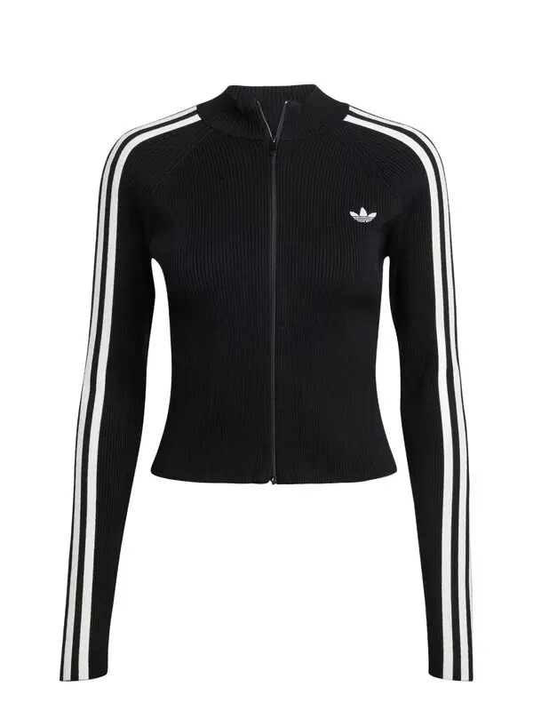 Adidas Adicolor 3-stripes Slim Knit Track Top Asia Sizing - Black
