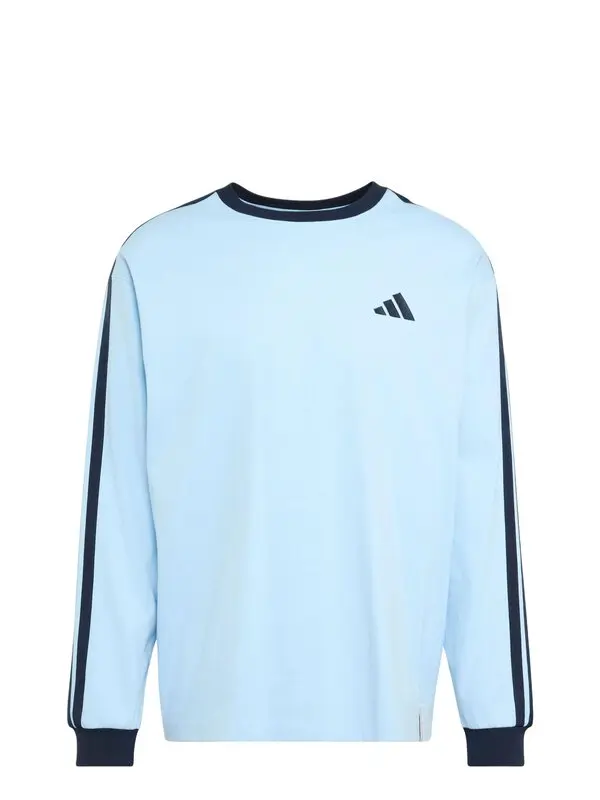 Adidas Essential Plus Loose Fit 3-stripes Long Sleeve T-shirt - Clear Sky