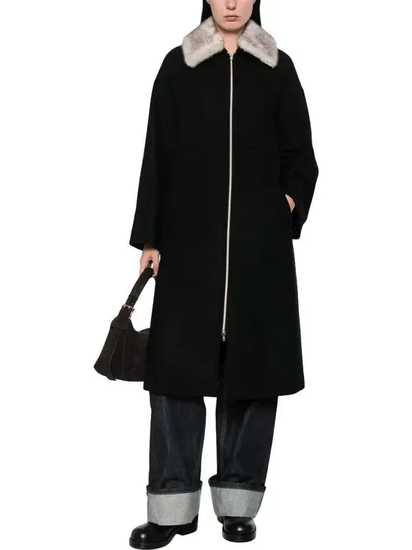 Herno Faux-fur Collar Zip-up Coat - Black