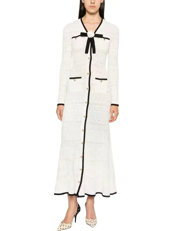 SELF-PORTRAIT Bow-detail Maxi Dress - White