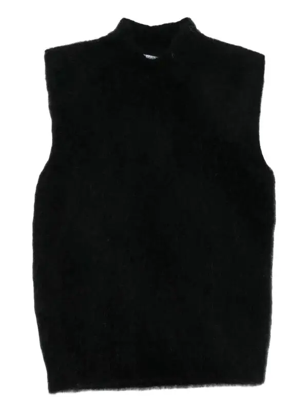 AROVESCIO Brushed-finish Sleeveless Sweater - Black