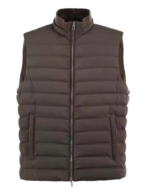 Fedeli Rodeo Reversible Quilted Gilet - Brown