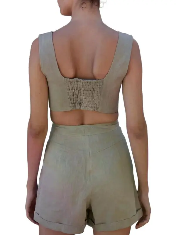 Le Kasha Cesare Pleated Linen Shorts - Grey