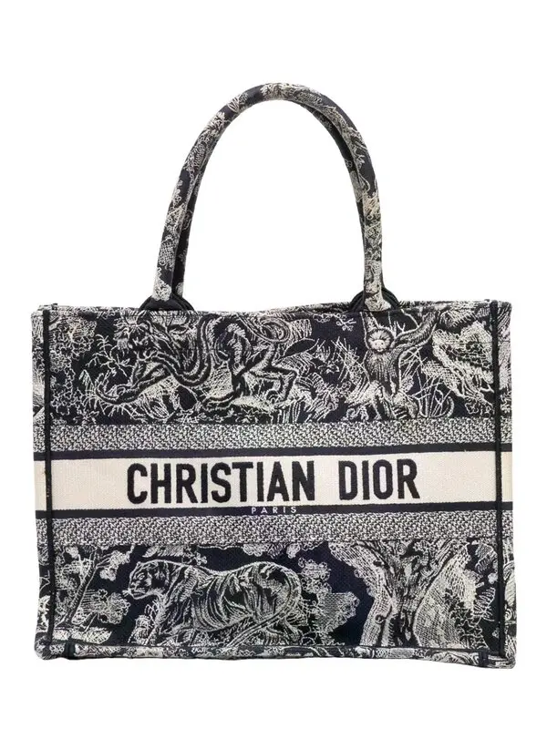 Dior 2021 Medium Canvas Embroidered Reverse Dioriviera Toile De Jouy Book Tote Bag - Blue