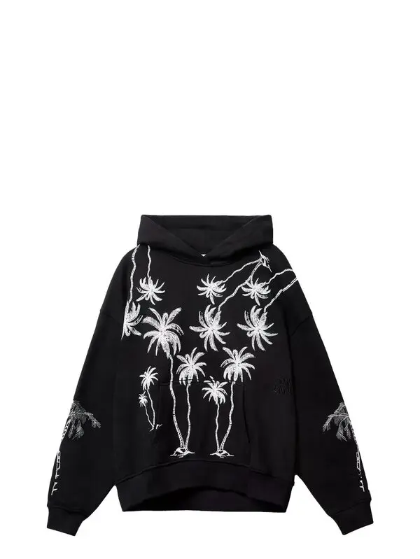 ONLY THE BLIND Palm-tree Embroidered Hoodie - Black