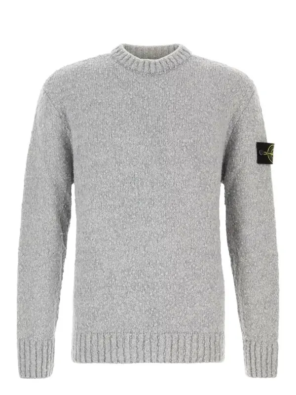 Stone Island Logo-patch Loose-fit Wool Sweater - Grey