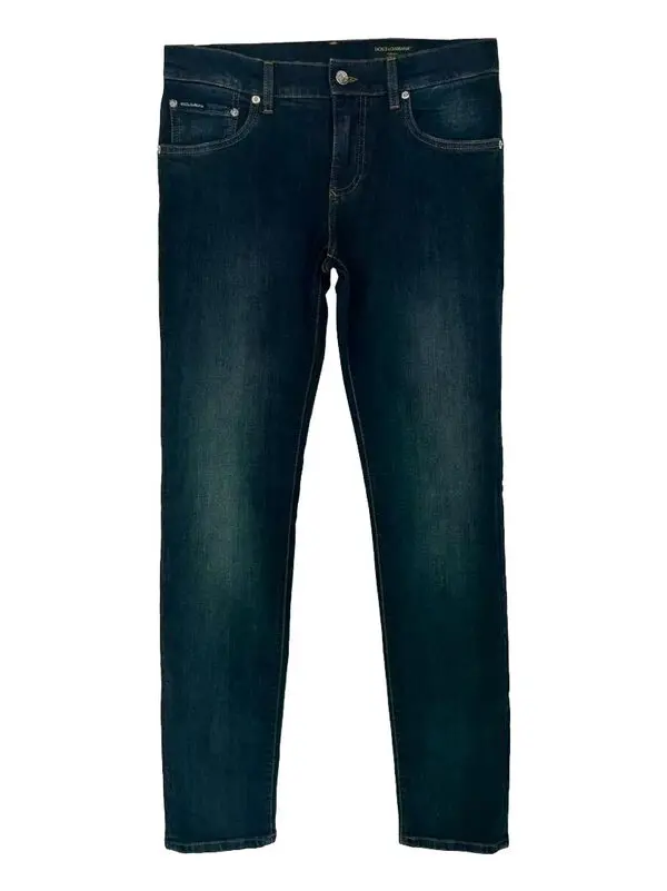 Dolce & Gabbana Logo-patched Skinny Jeans - Blue