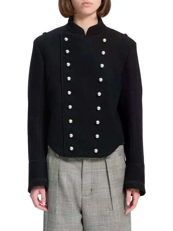 ANN DEMEULEMEESTER Double-breasted Cropped Jacket - Black