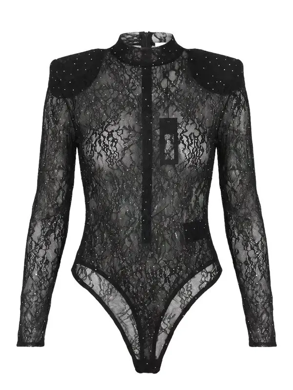 NISSA Lace Bodysuit - Black