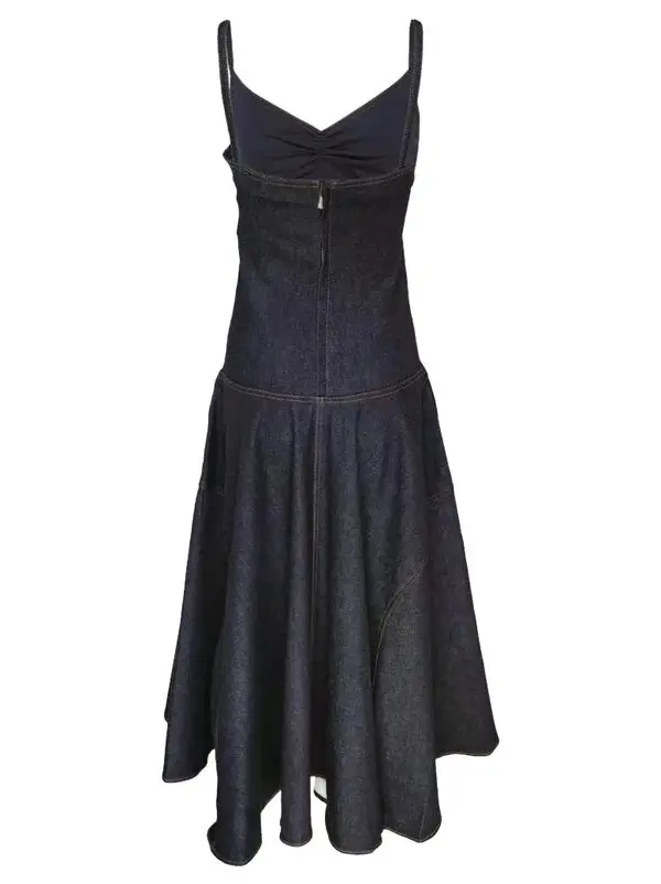Jacquemus The De-nîmes Pina Flared Long Denim Dress - Blue