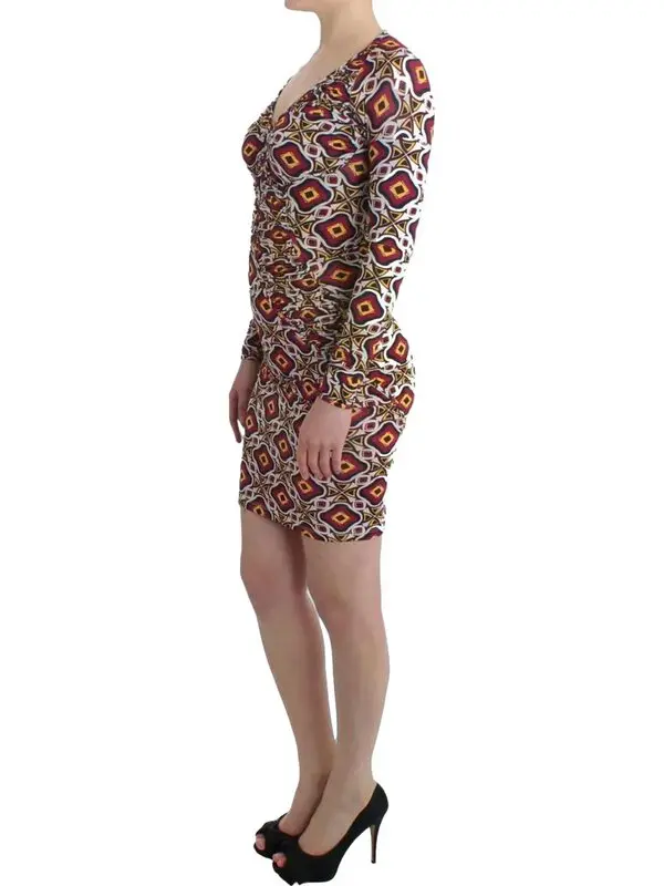 Gianfranco Ferre Geometric-print Ruched Mini Dress - Red