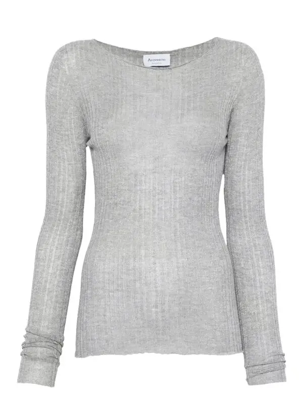 AROVESCIO Lurex Ribbed-knit Sweater - Silver