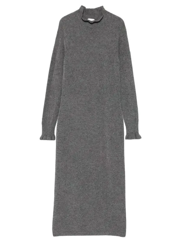 AROVESCIO Ruffle-trim Knitted Dress - Grey