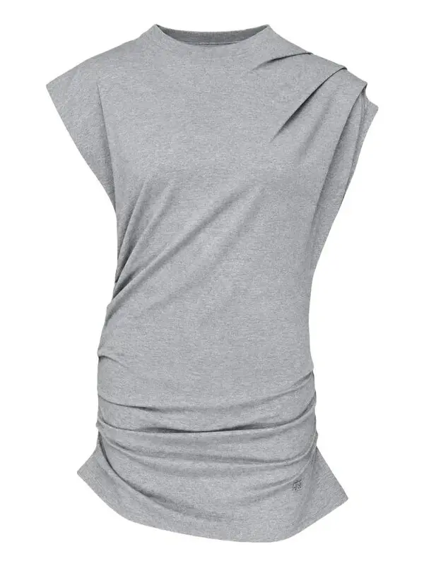 GANNI Top In Draped Jersey - Grey