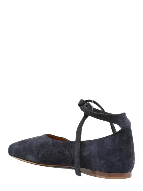 FORTE_FORTE Square-toe Ankle-tie Ballet Flats - Blue