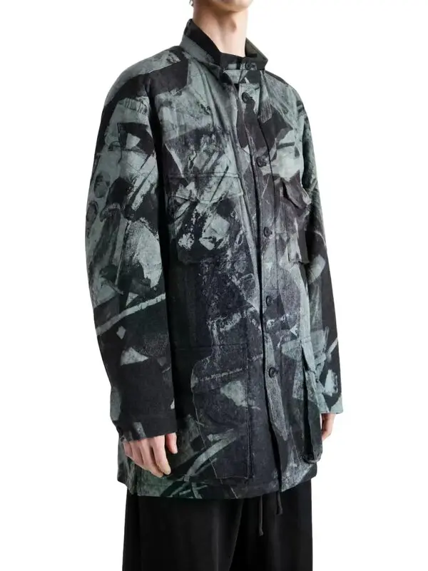 Yohji Yamamoto Abstract-print Field Jacket - Black