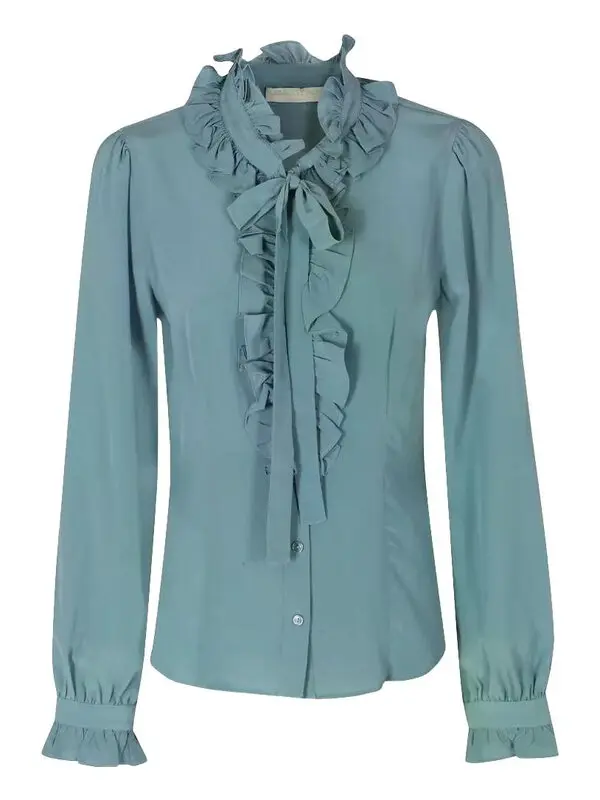 Ulla Johnson Catroux Ruffled Silk Blouse - Blue