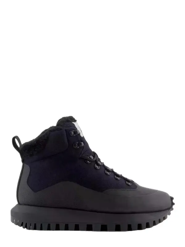 Emporio Armani Fleece-trim Panelled Boots - Black