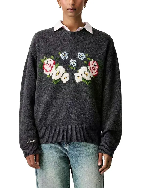 Stine Goya Floral-intarsia Sweater - Grey