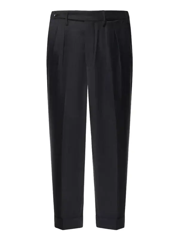 MICHAEL COAL Pleated Turned-up Trousers - Black