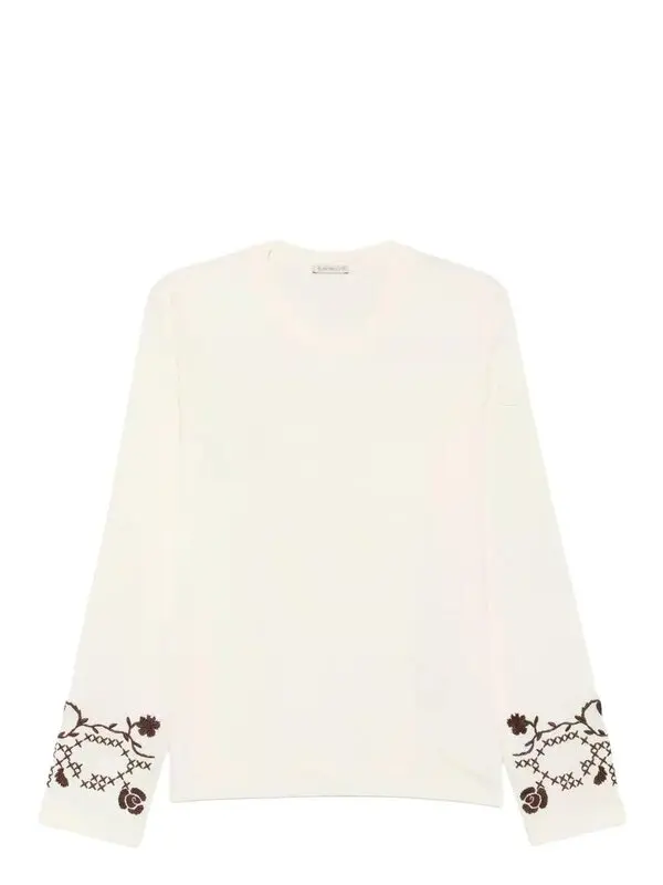 Moncler Embroidered Long-sleeve T-shirt - Neutrals