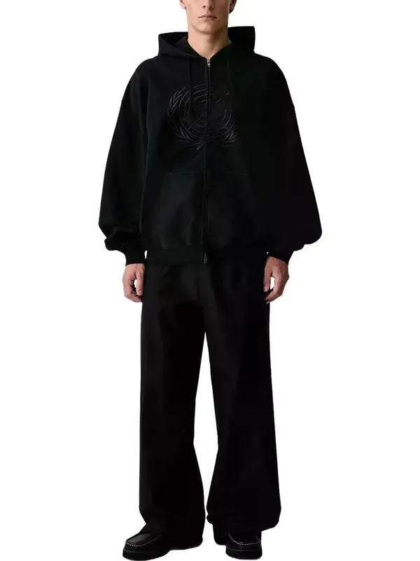 Vetements Logo-embroidered Zip-up Hoodie - Black
