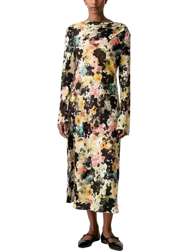 Stine Goya Floral-print Cowl-neck Maxi Dress - Neutrals
